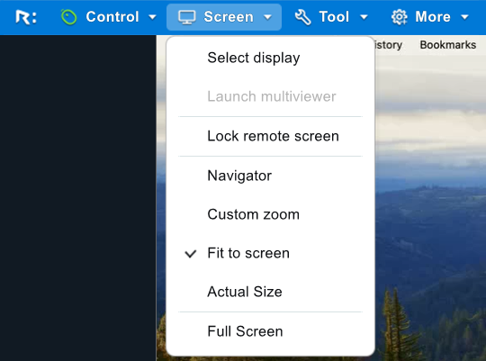 Remote Control Top Menu Bar Features – RemoteView Help Center